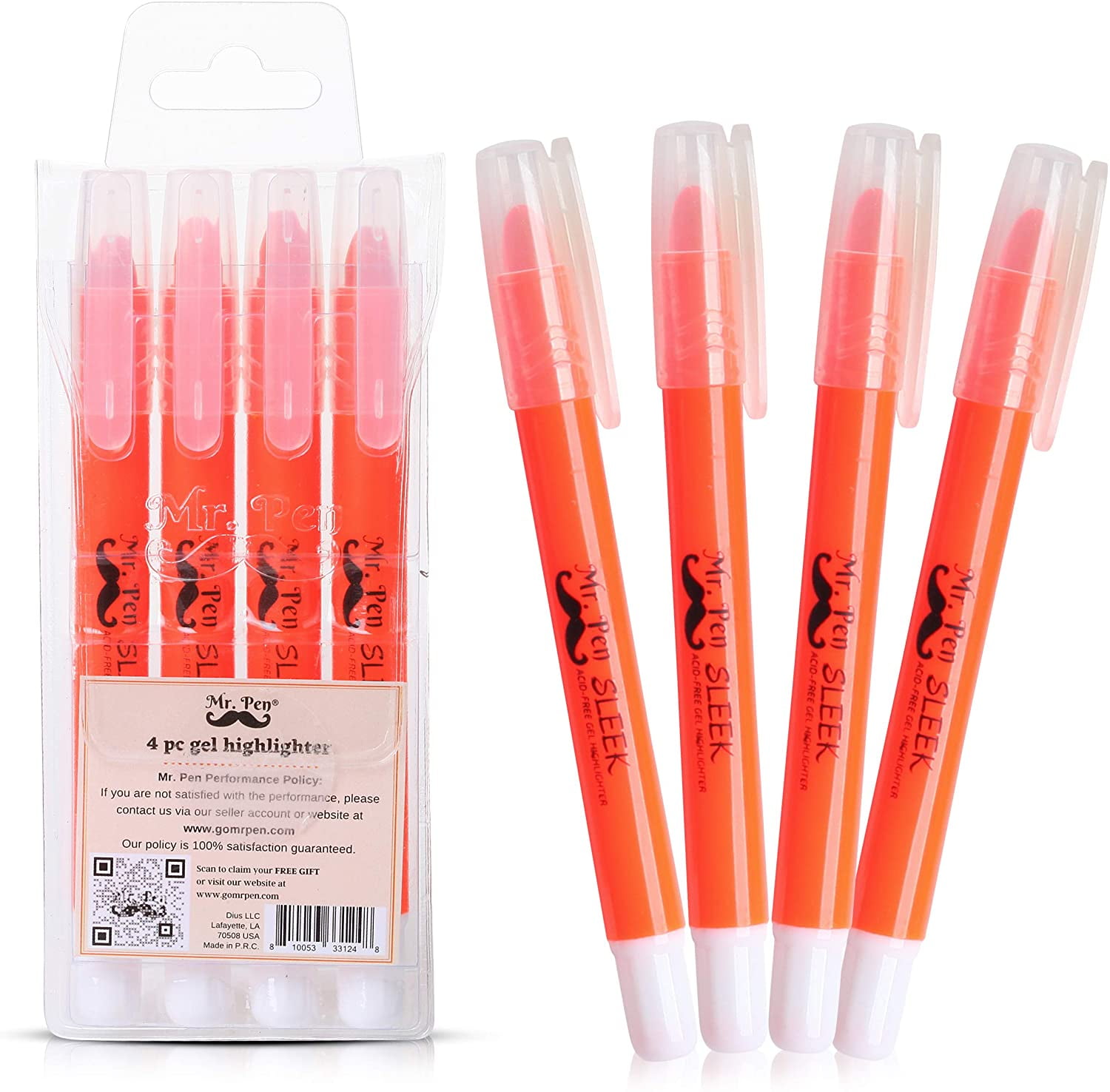 Mr. Pen No Bleed Gel Highlighter, Bible Highlighters, Orange, Pack of 4 ...