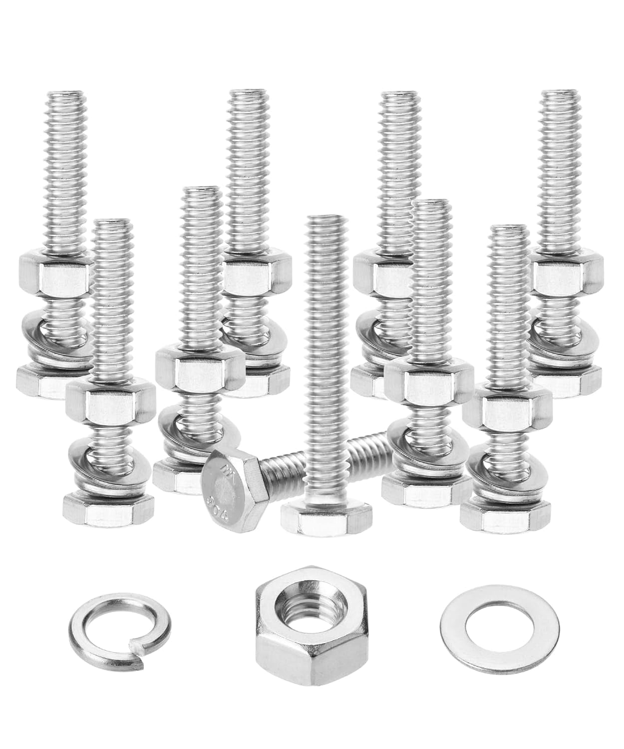 Mr. Pen- Nuts and Bolts, 1/4"-20x1-1/2, 10 Sets, Stainless Steel Hex ...