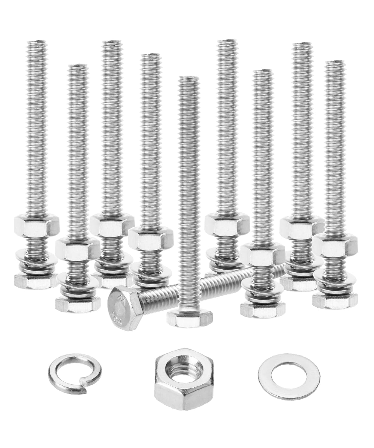 Mr. Pen- Nuts and Bolts Set, 1/4"-20x2-1/2, 10 Sets, Stainless Steel ...