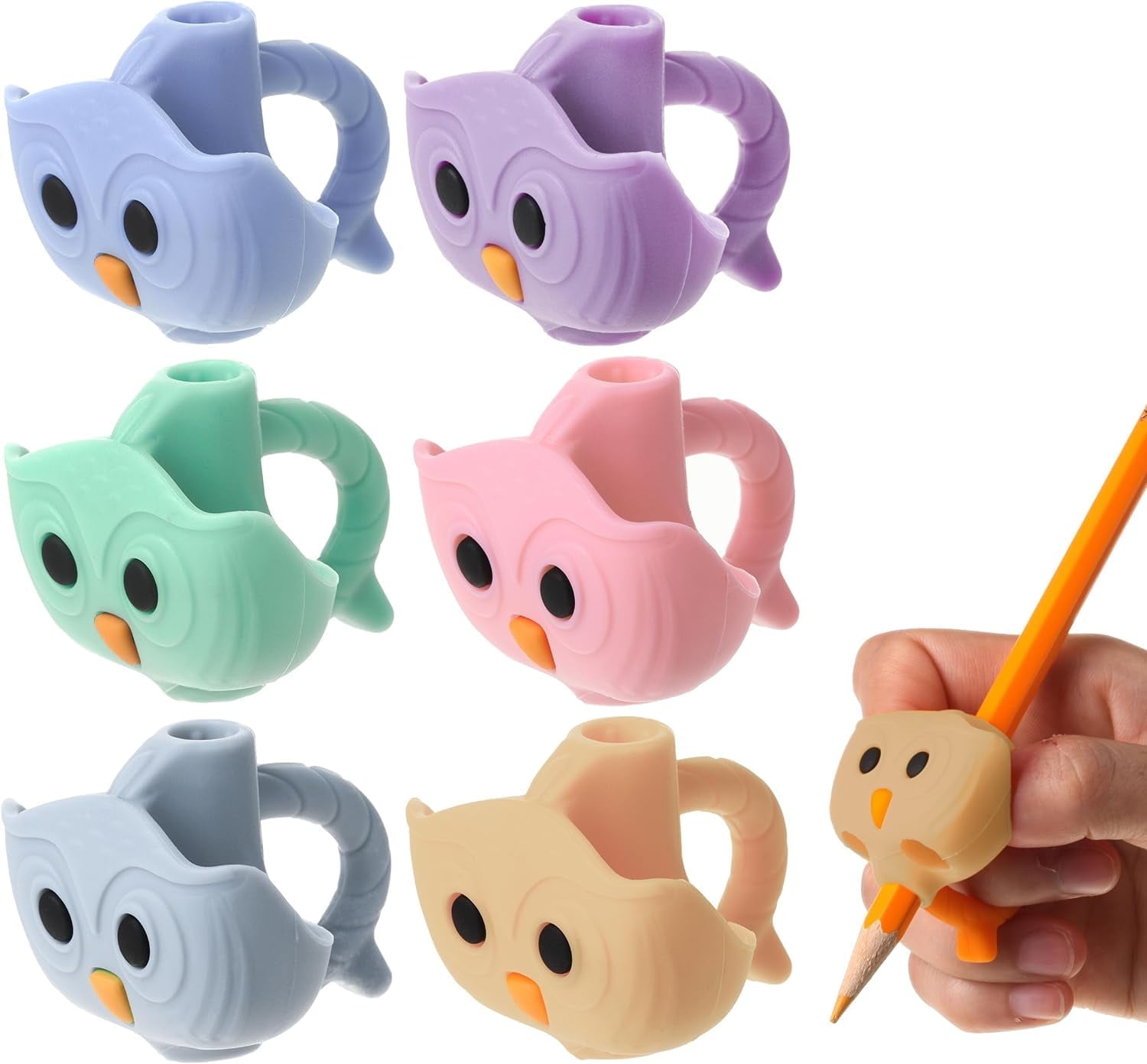 Mr. Pen Owl Pencil Grips, 6 Pcs, Morandi Colors, Ergonomic Silicone ...