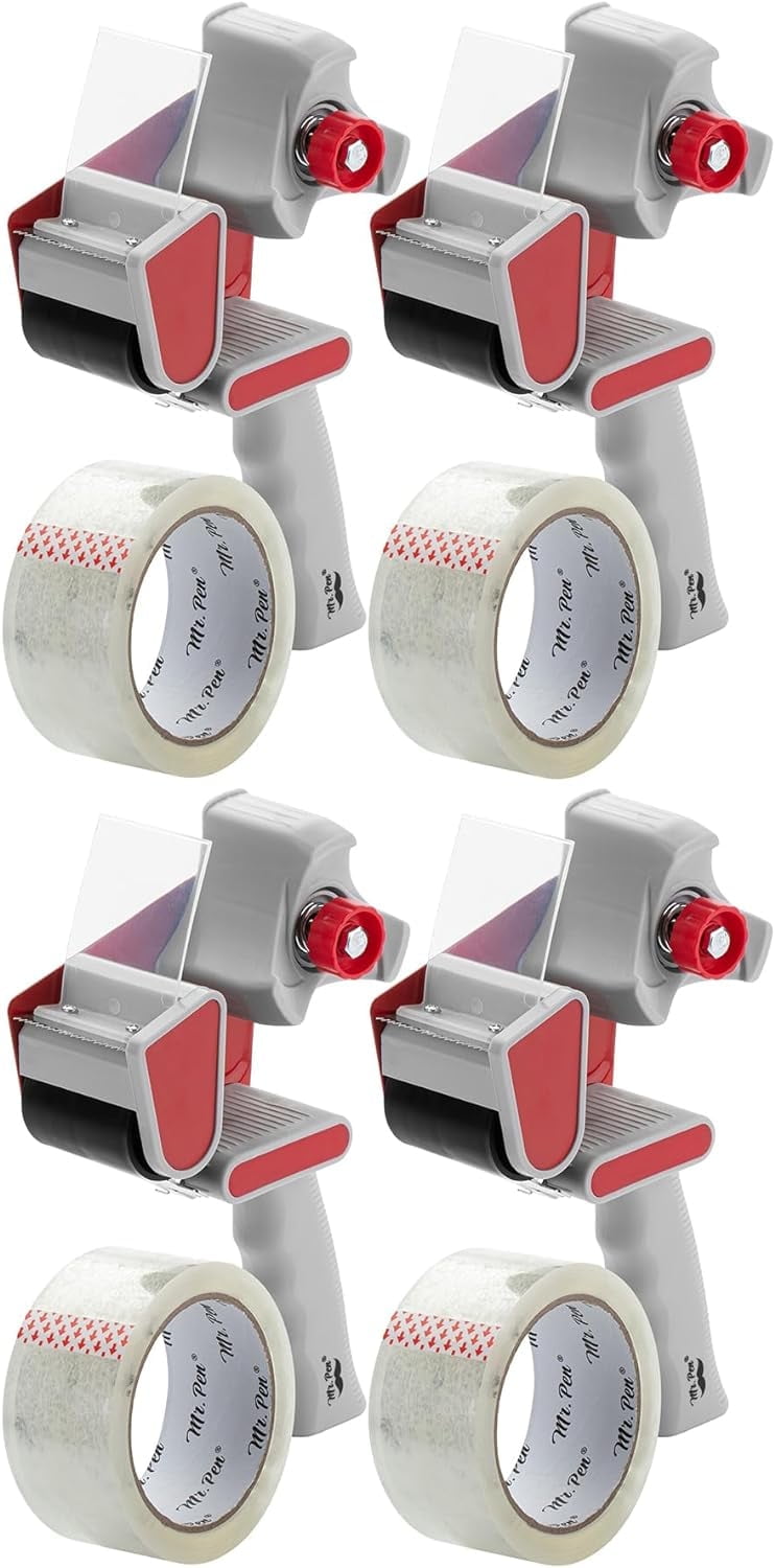 Mr. Pen- Packing Tape Dispenser Gun 2-Inch, 4 Pack with 4 Rolls Tape ...
