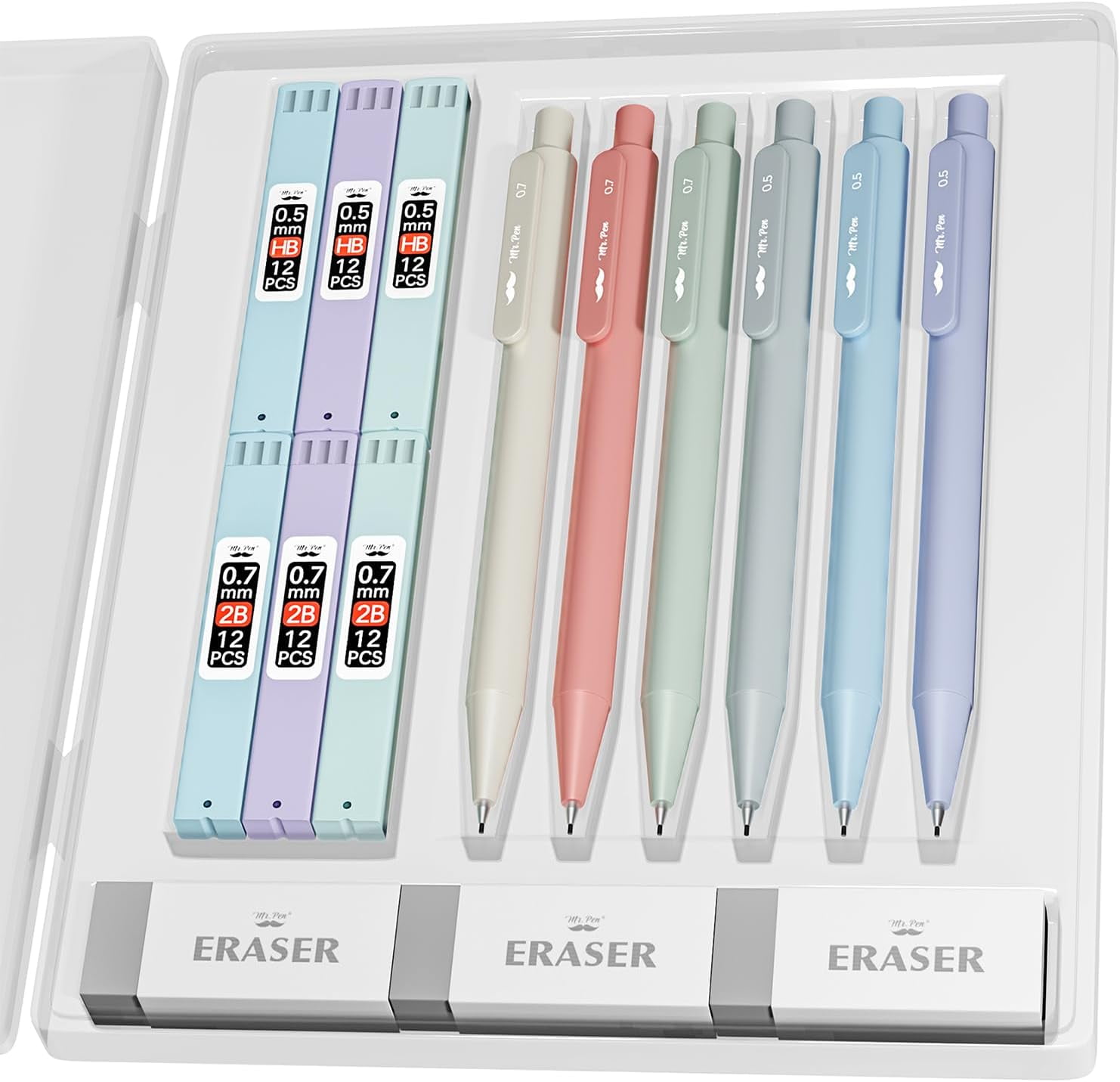 Mr. Pen- Pastel Mechanical Pencil Set with Lead Refills & Erasers, 6 ...