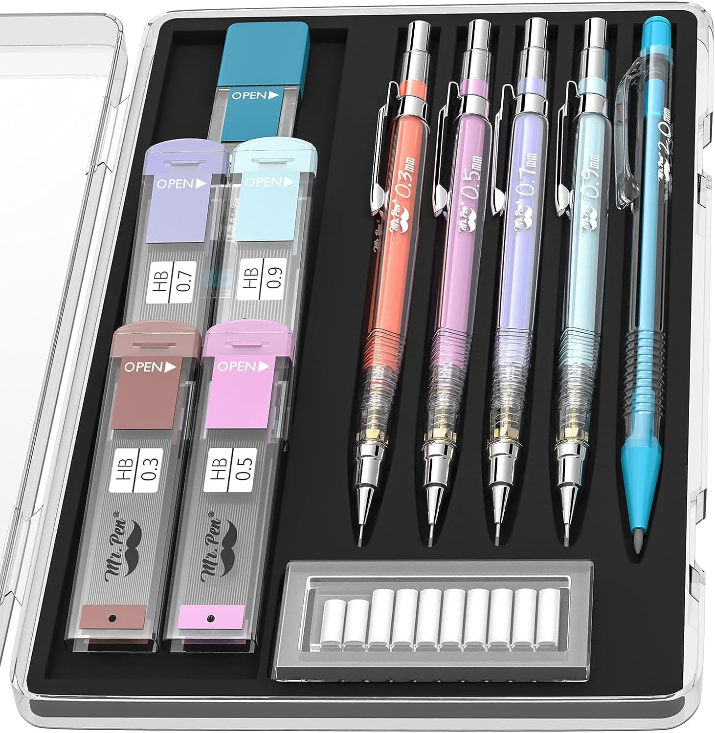 Mr. Pen- Pastel Mechanical Pencil Set with Lead and Eraser Refills ...