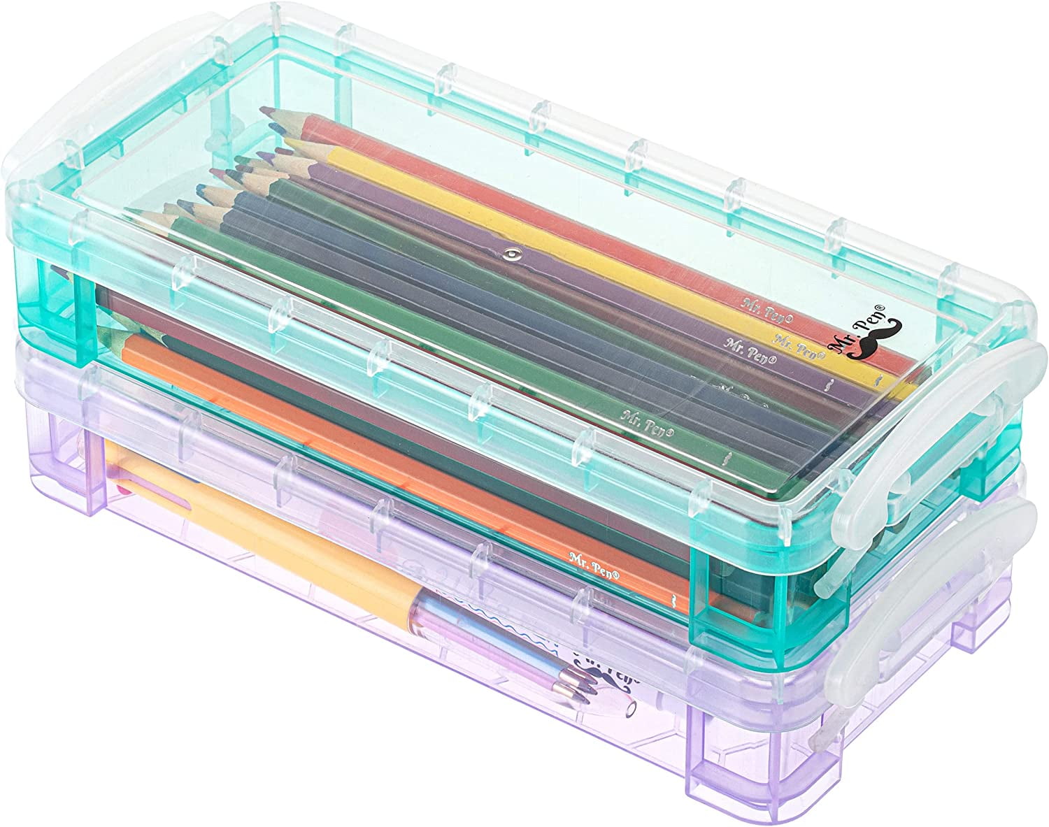 Mr. Pen- Pencil Box, Assorted Color, 2 Pack, Plastic Pencil Box Case ...