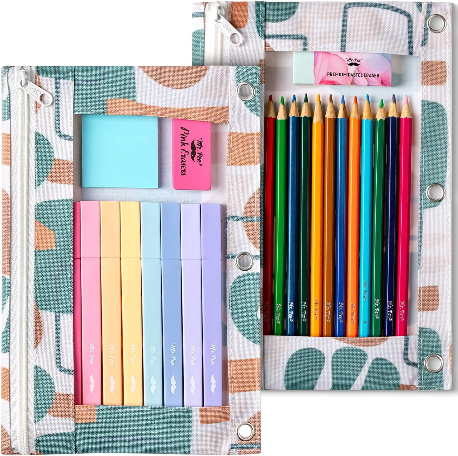 Mr. Pen- Pencil Pouch, 2Pack, Pencil Pouches, Pencil Pouch for 3 Ring ...