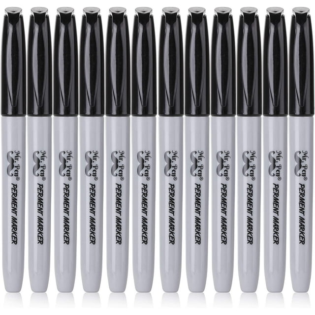 Mr. Pen- Fine Tip Permanent Markers, 12 Pack, Black, Quick Drying ...