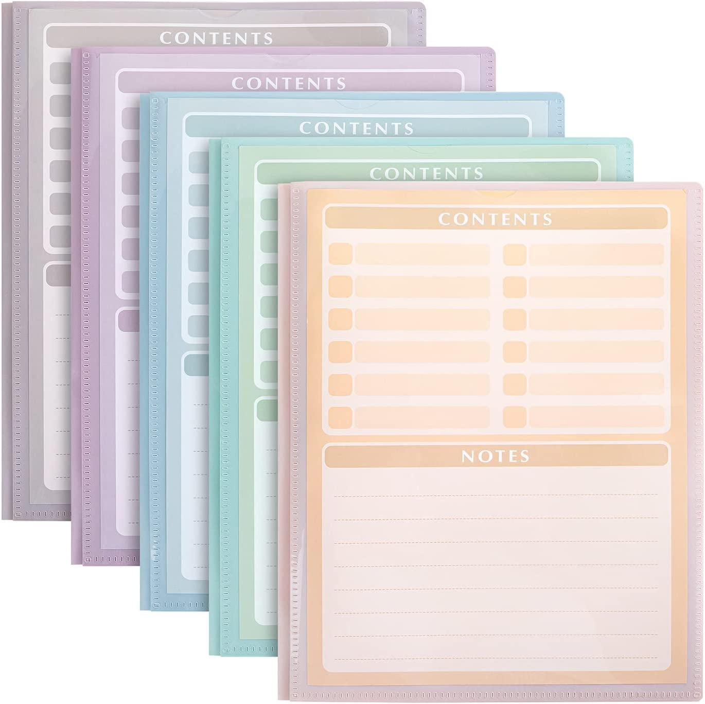Mr. Pen Plastic Folders with Clear Front Pocket 5 pcs Pastel Colors 11. ...