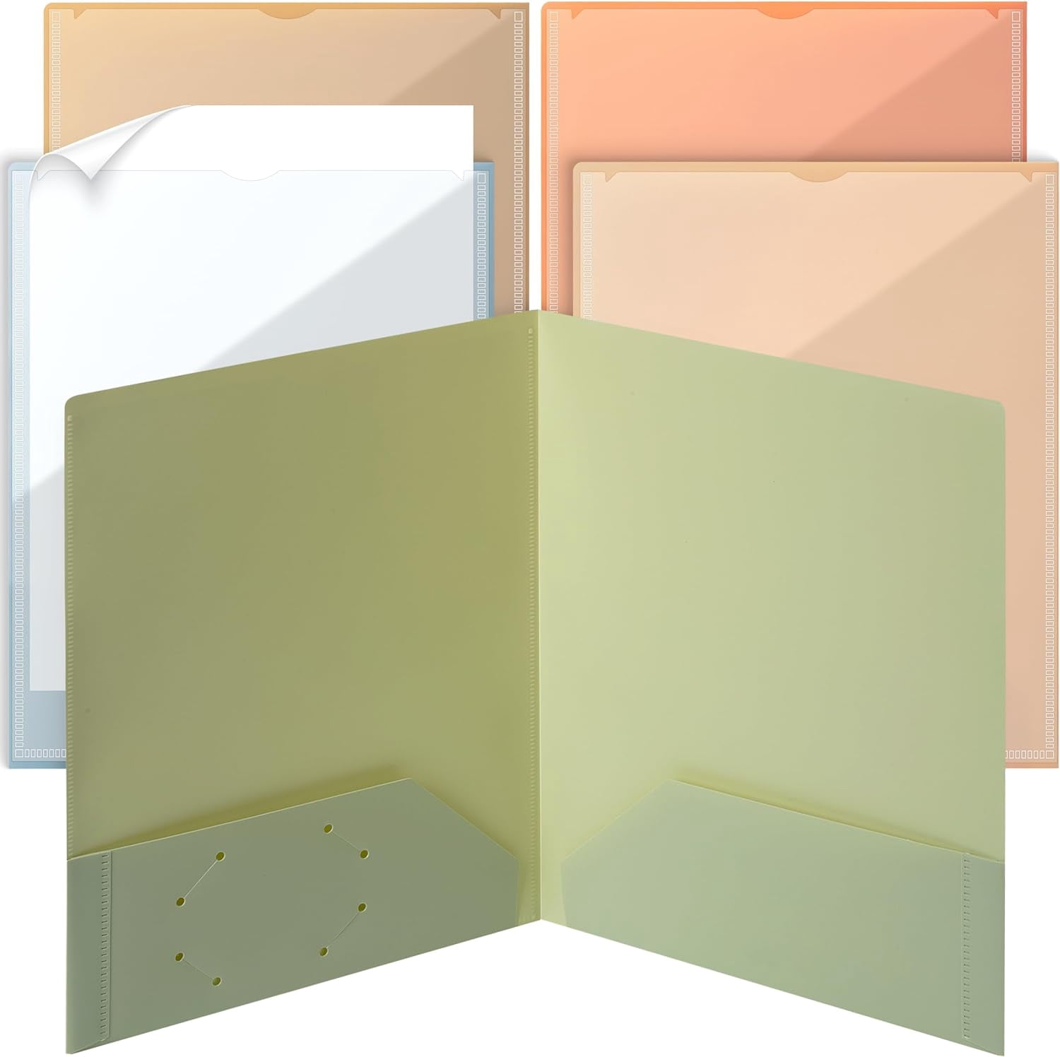 Mr. Pen- Plastic Folders with Front Pocket, 5 pcs, Assorted Colors, 2 ...