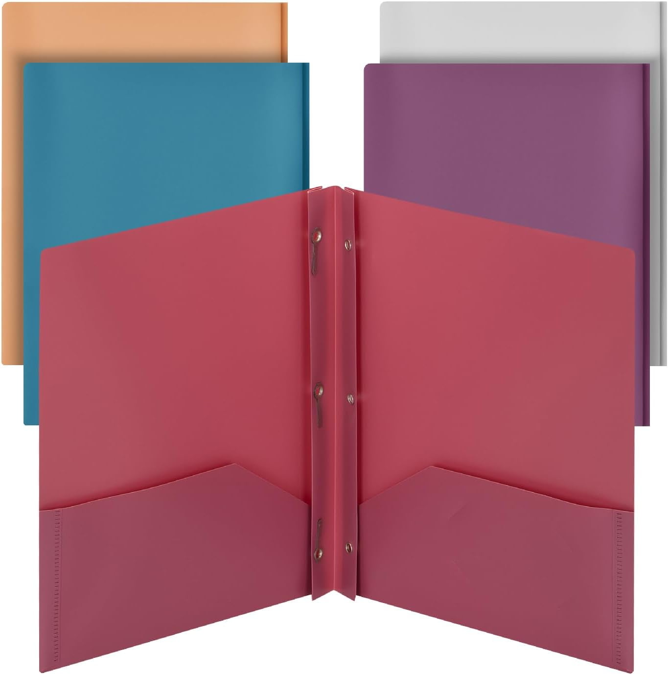 Mr. Pen- Plastic Folders with Pockets and Prong, 5 Pack, Assorted ...