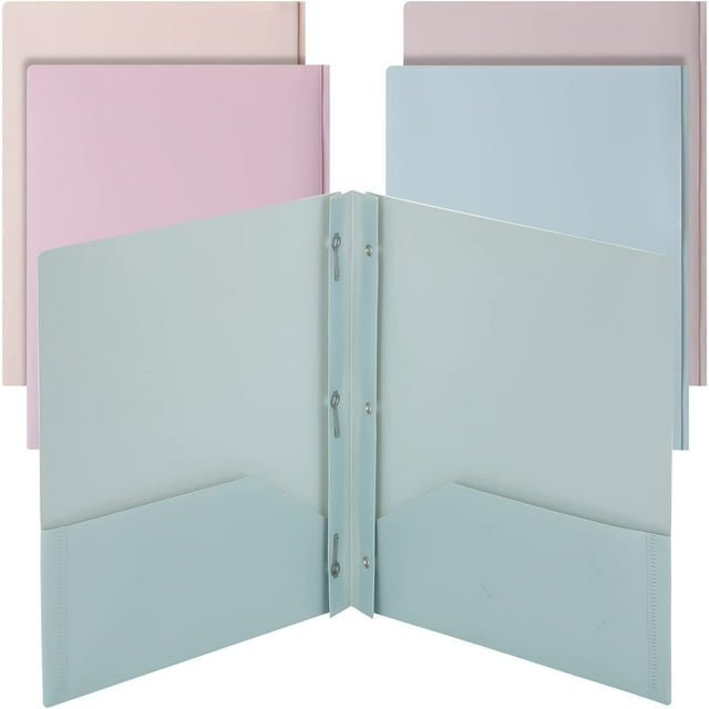 Mr. Pen- Plastic Folders with Pockets and Prong, 5 Pack, Muted Pastel ...
