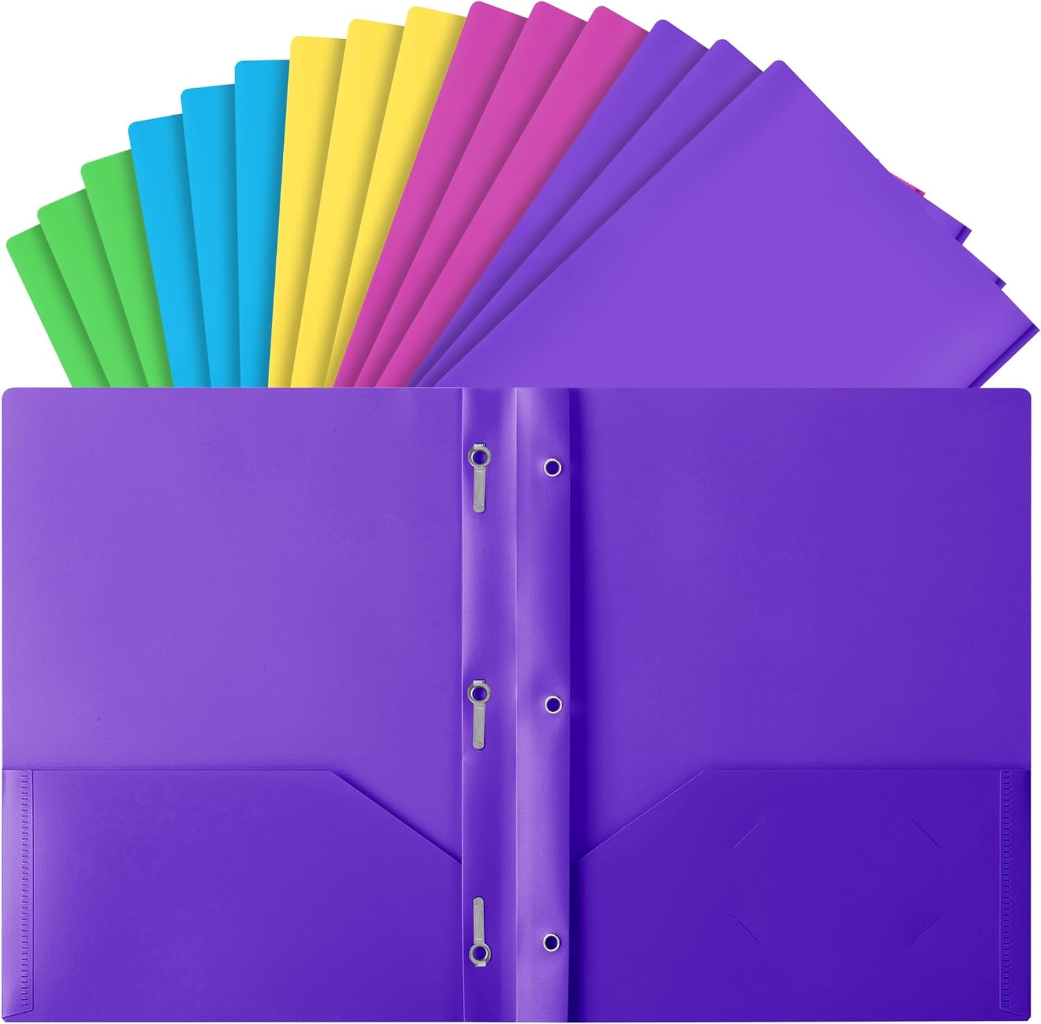 Mr. Pen- Plastic Folders with Pockets and Prongs, 15 Pack, Vibrant ...