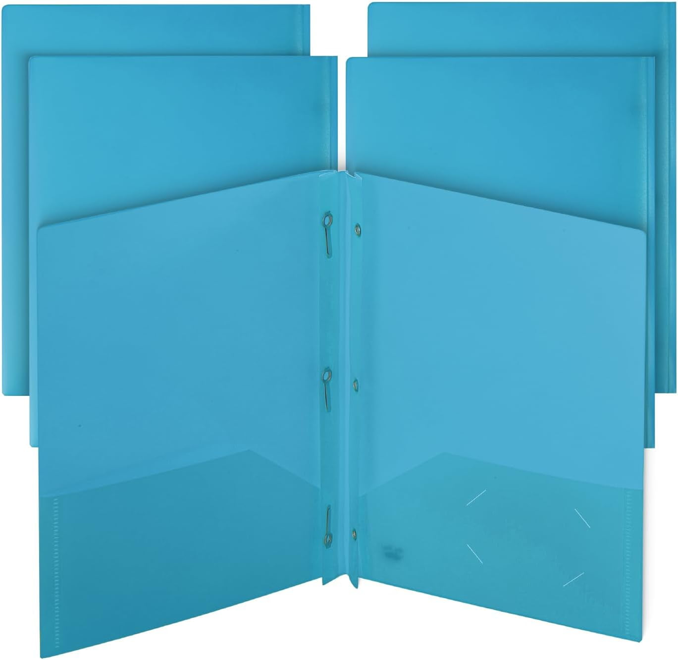 Mr. Pen- Plastic Folders with Pockets and Prongs, 5 Pack, Blue, Pocket ...
