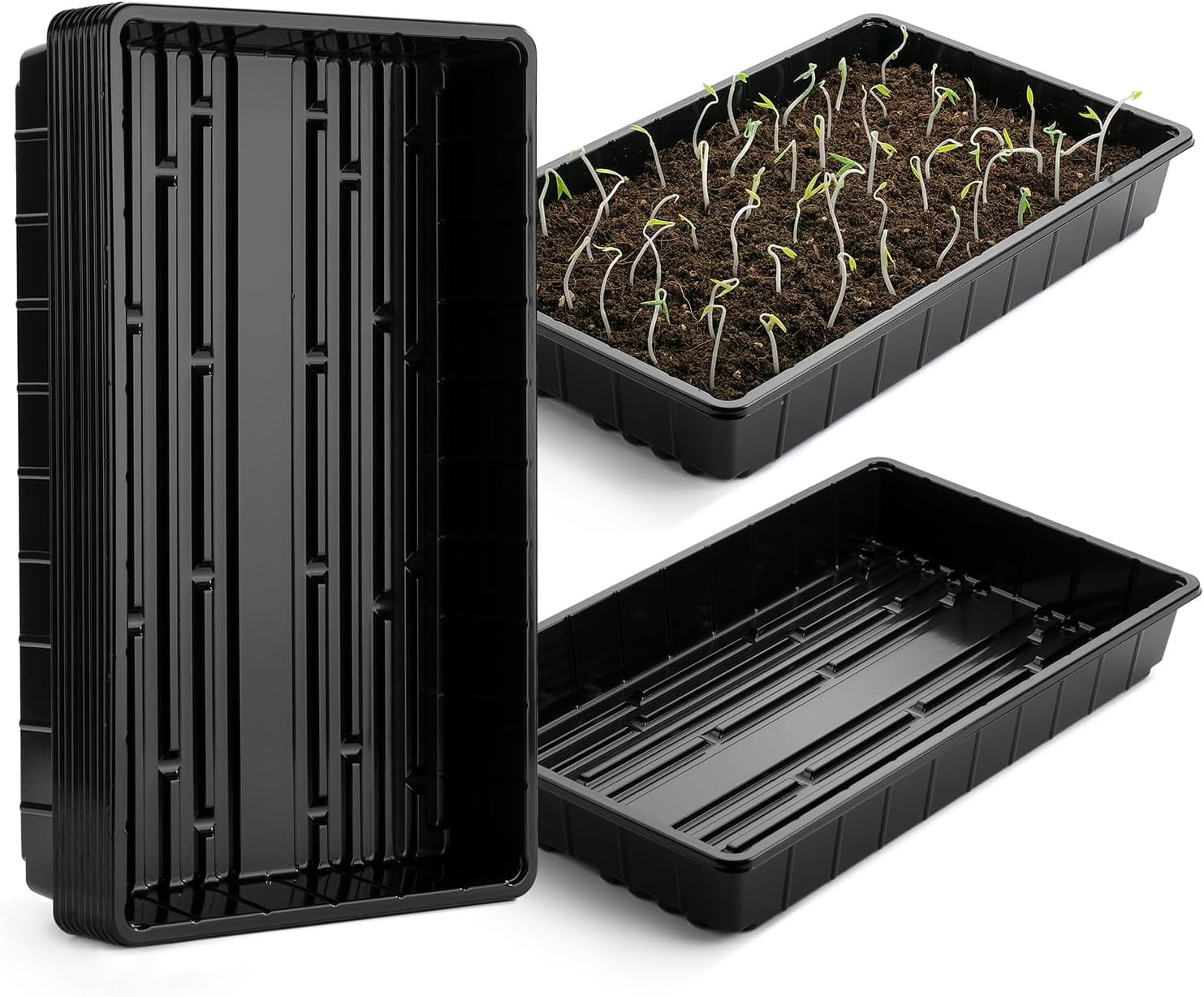 Mr. Pen- Plastic Growing Trays, 10 Pack, Black, 17”x10”, Plant Tray ...