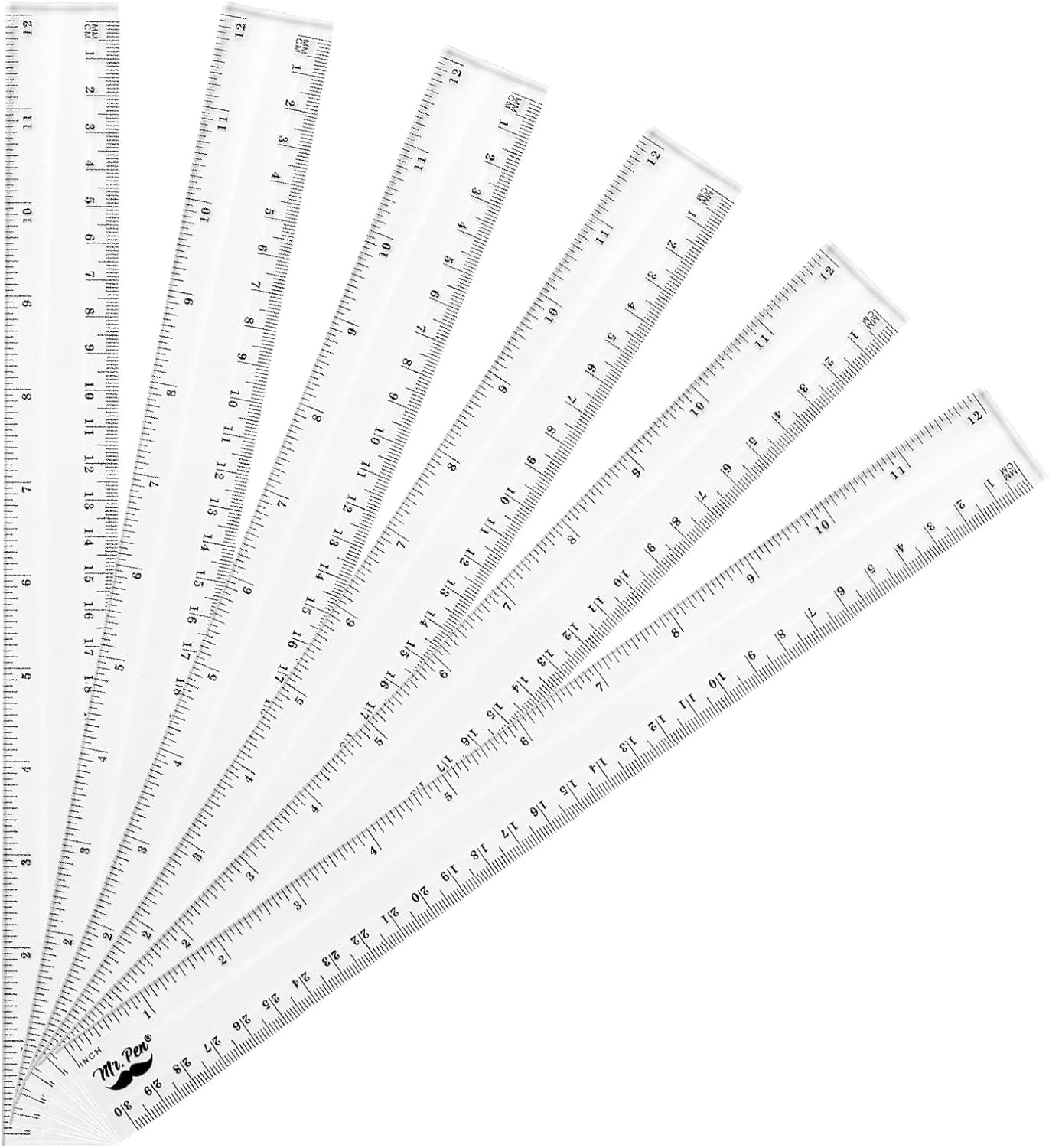 Mr. Pen- Plastic Ruler, 12 Inch, 6 Pack, Metric & Imperial, Clear Ruler ...
