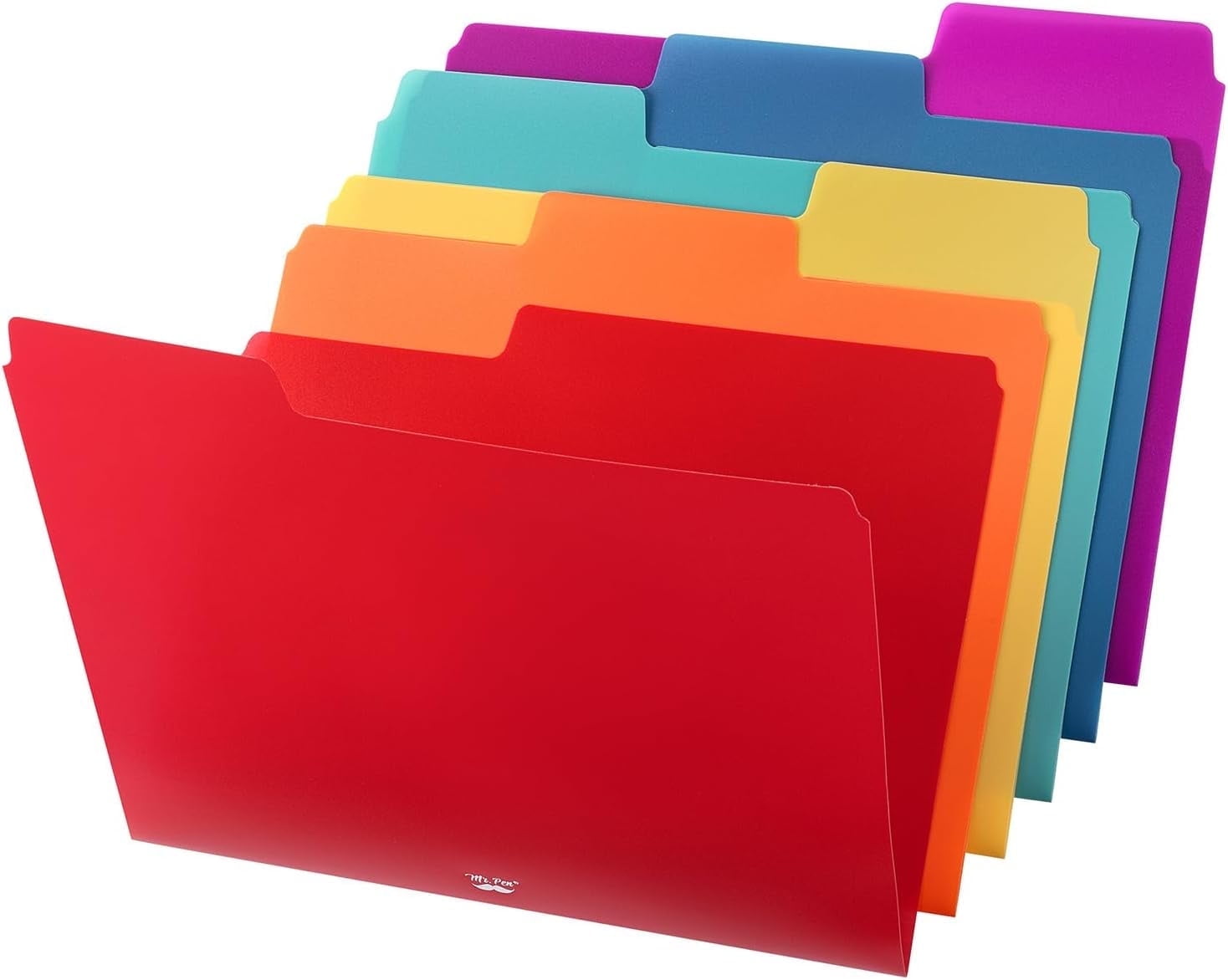 Mr. Pen Poly File Folders 1/3 Cut Tab, 6 Pack Assorted Colors Letter ...