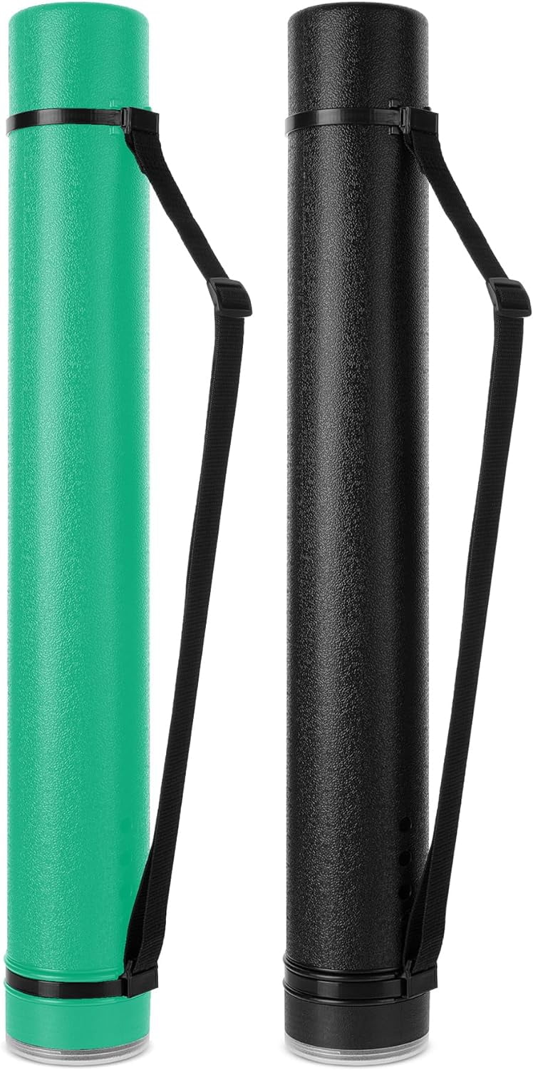 Mr. Pen- Poster Tube, 2 Pack, Black and Green, Extendable Poster Tube ...