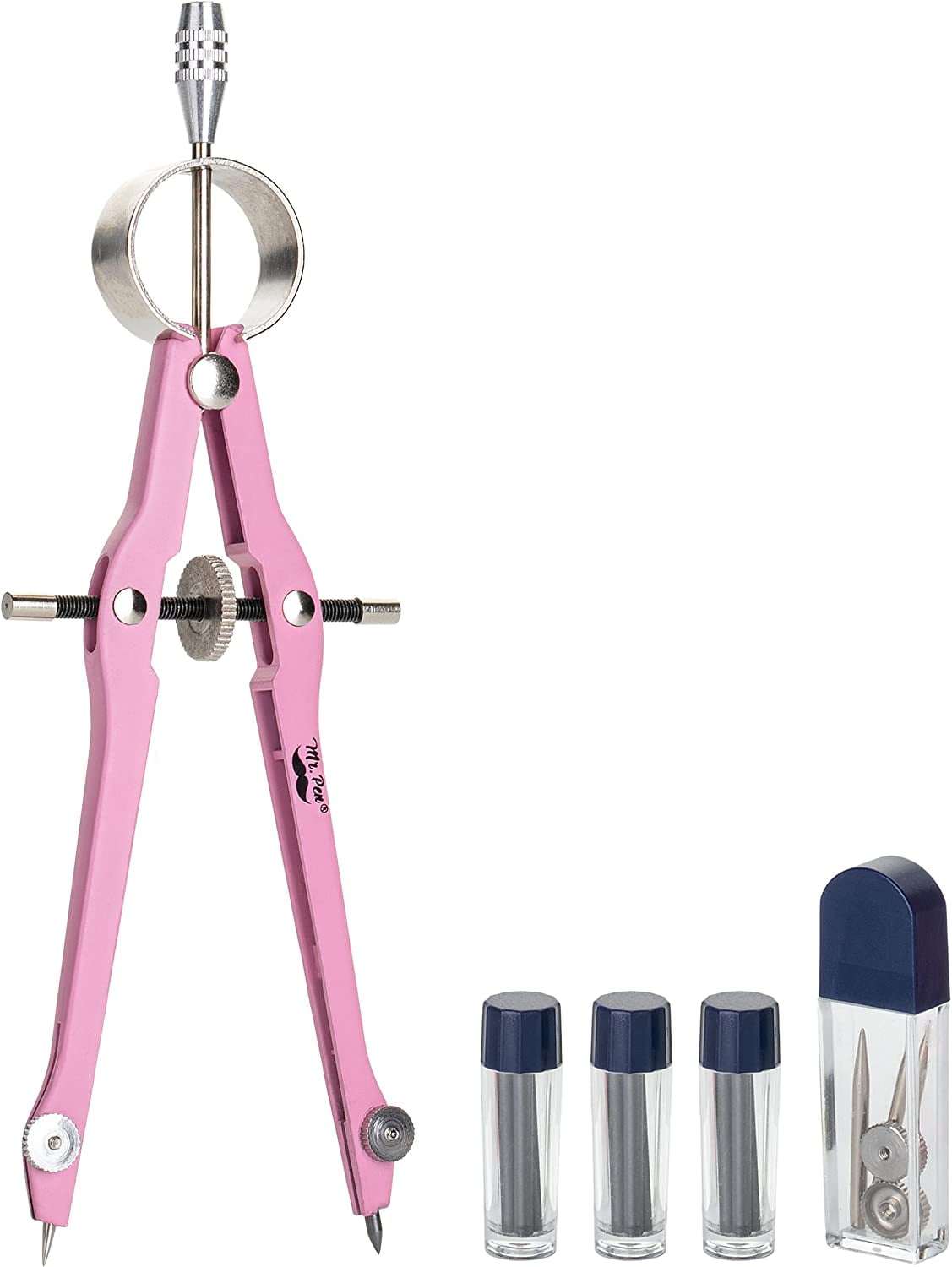 Mr. Pen- Professional Compass for Geometry, Pink, Extra Leads, Metal ...