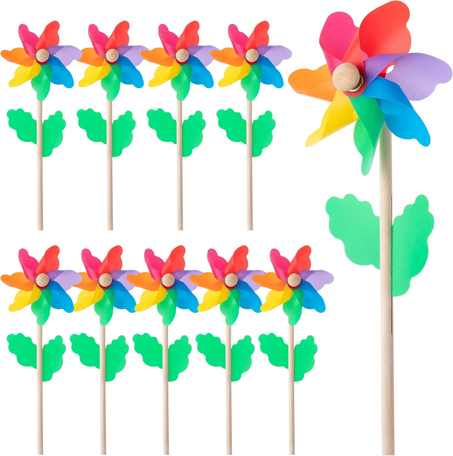 Mr. Pen- Spinning Rainbow Flower Pinwheels, 10 Pack, Yard and Garden ...