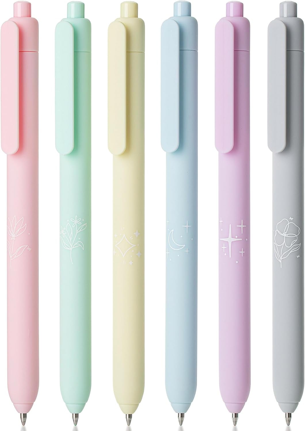 Mr. Pen- Retractable Gel Pens, 6 Pack, Color Ink Gel Pens Fine Point ...