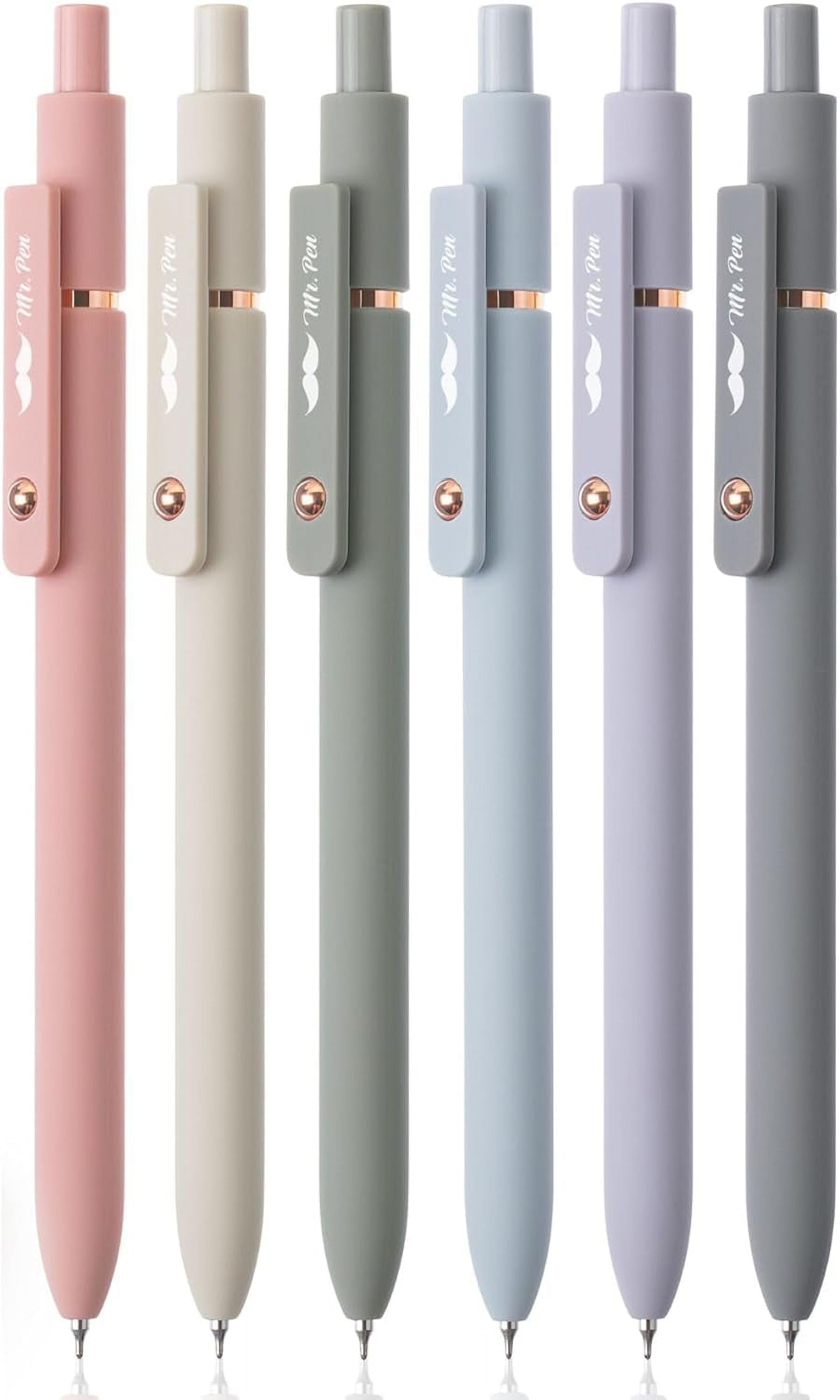 Mr. Pen Retractable Gel Pens, 6 Pack, Morandi Barrels, Black Ink, Smooth Writing - Walmart.com