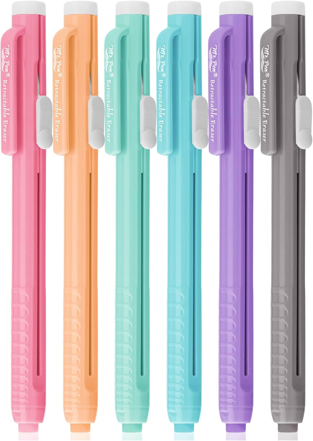 Mr. Pen Retractable Eraser Pens, Pack of 6, Pastel Barrels, Lightweight ...