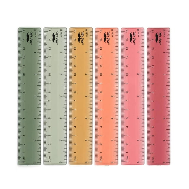 Mr. Pen- Ruler, 6 Inch, 6 Pack, Vintage Colors, Rulers for Kids, Rulers ...
