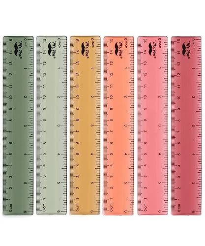 Mr. Pen- Ruler, 6 Inch, 6 Pack, Vintage Colors, Rulers for Kids, Rulers ...