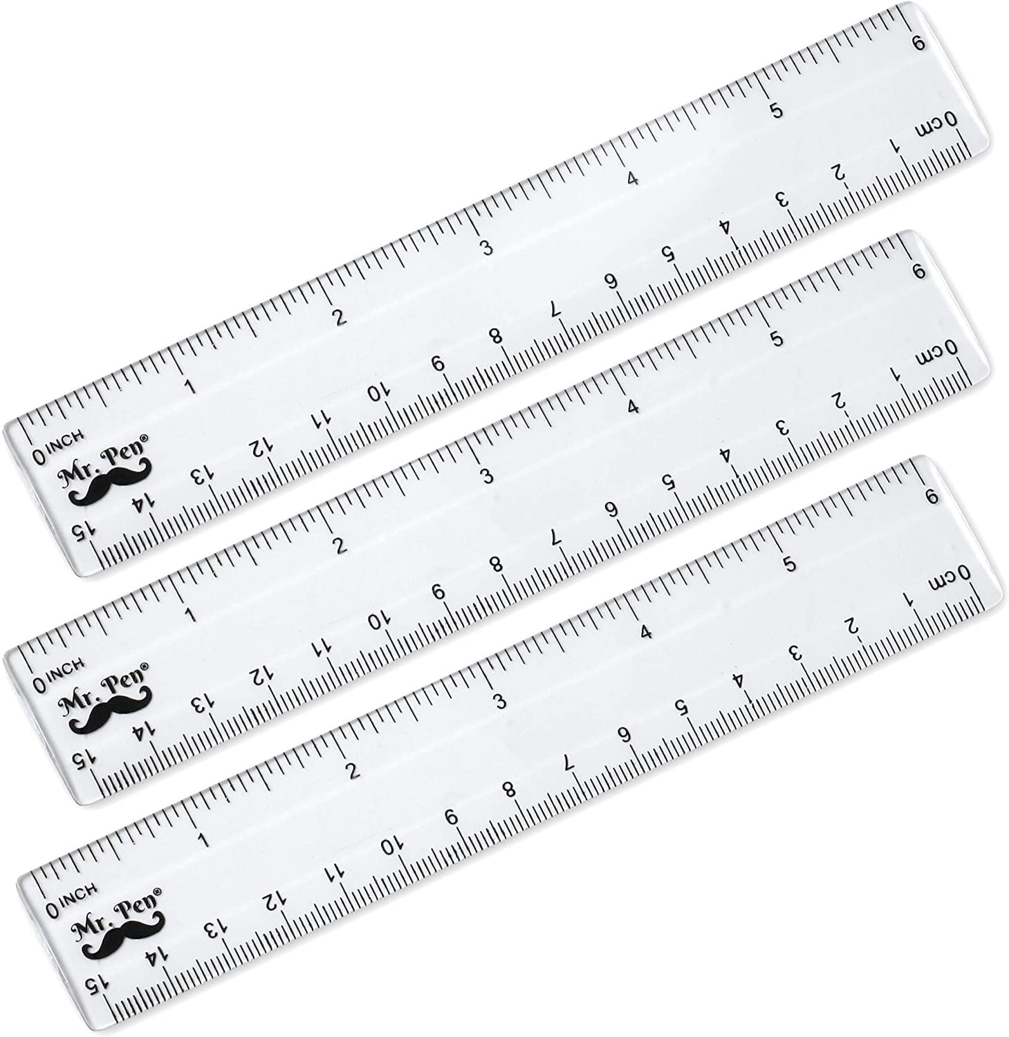 Mr. Pen- Set of 3 Clear Plastic Rulers, 6 inch, Drafting and Measuring ...