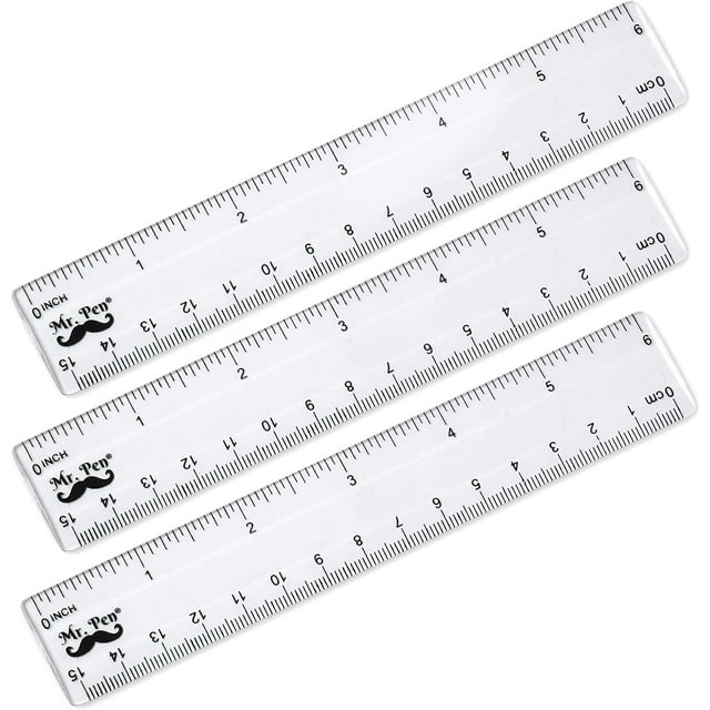 Mr. Pen- Set of 3 Clear Plastic Rulers, 6 inch, Drafting and Measuring ...