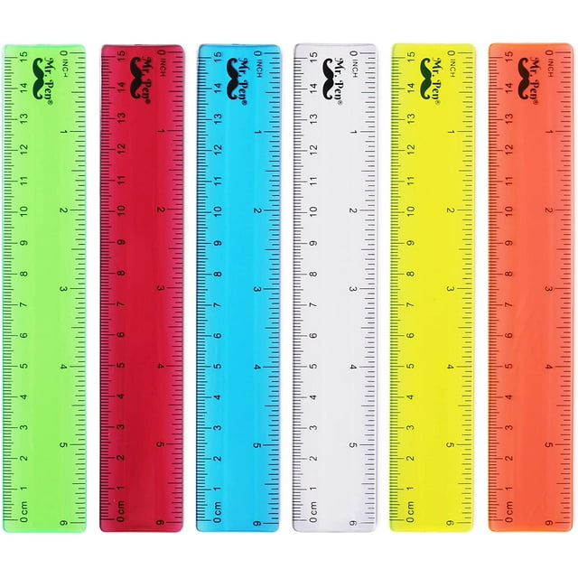 Mr. Pen- 6 inch Plastic Rulers, 6 Pack, Assorted Colors, School ...