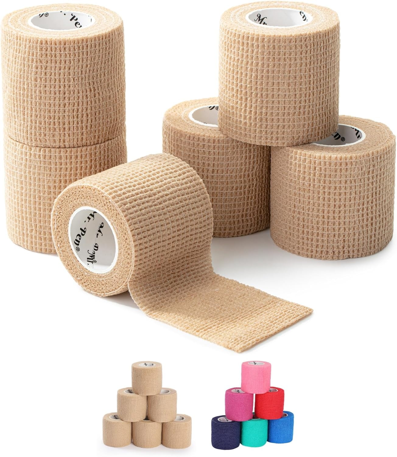 Mr. Pen- Self Adhesive Bandage Wrap, 6 Pack, Skin Colored, 2“ x 5 Yards ...