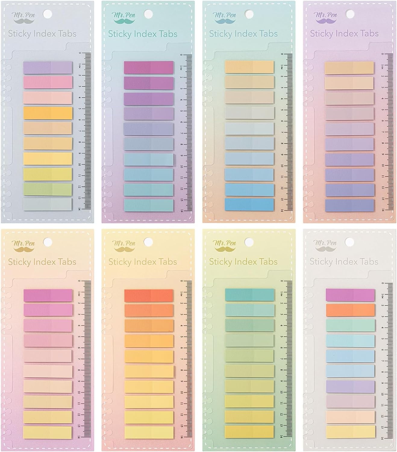 Mr. Pen Self-Adhesive Transparent Index Tabs, Multicolor, 1600 Count, 8 ...
