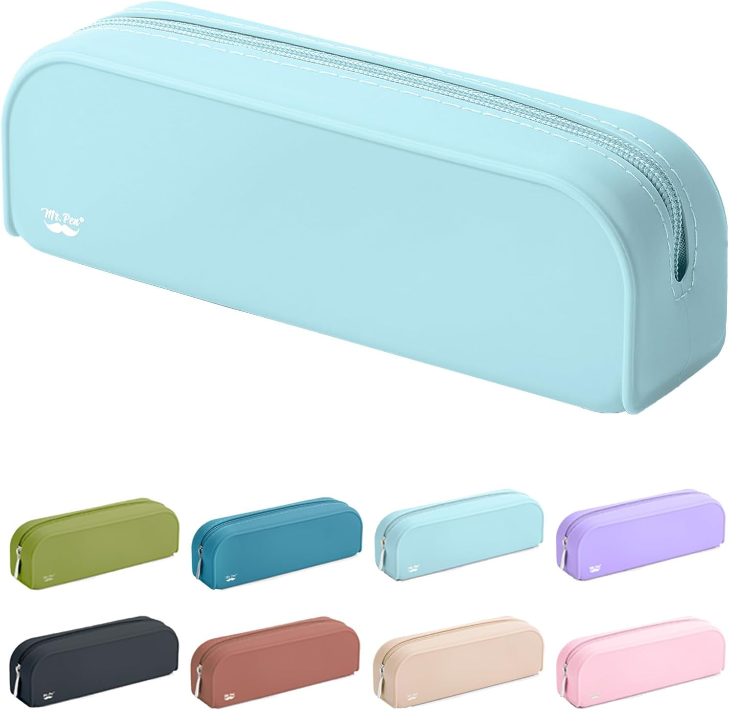 Mr. Pen- Silicone Pencil Case, Light Blue Pencil Pouch, Pencil Case ...