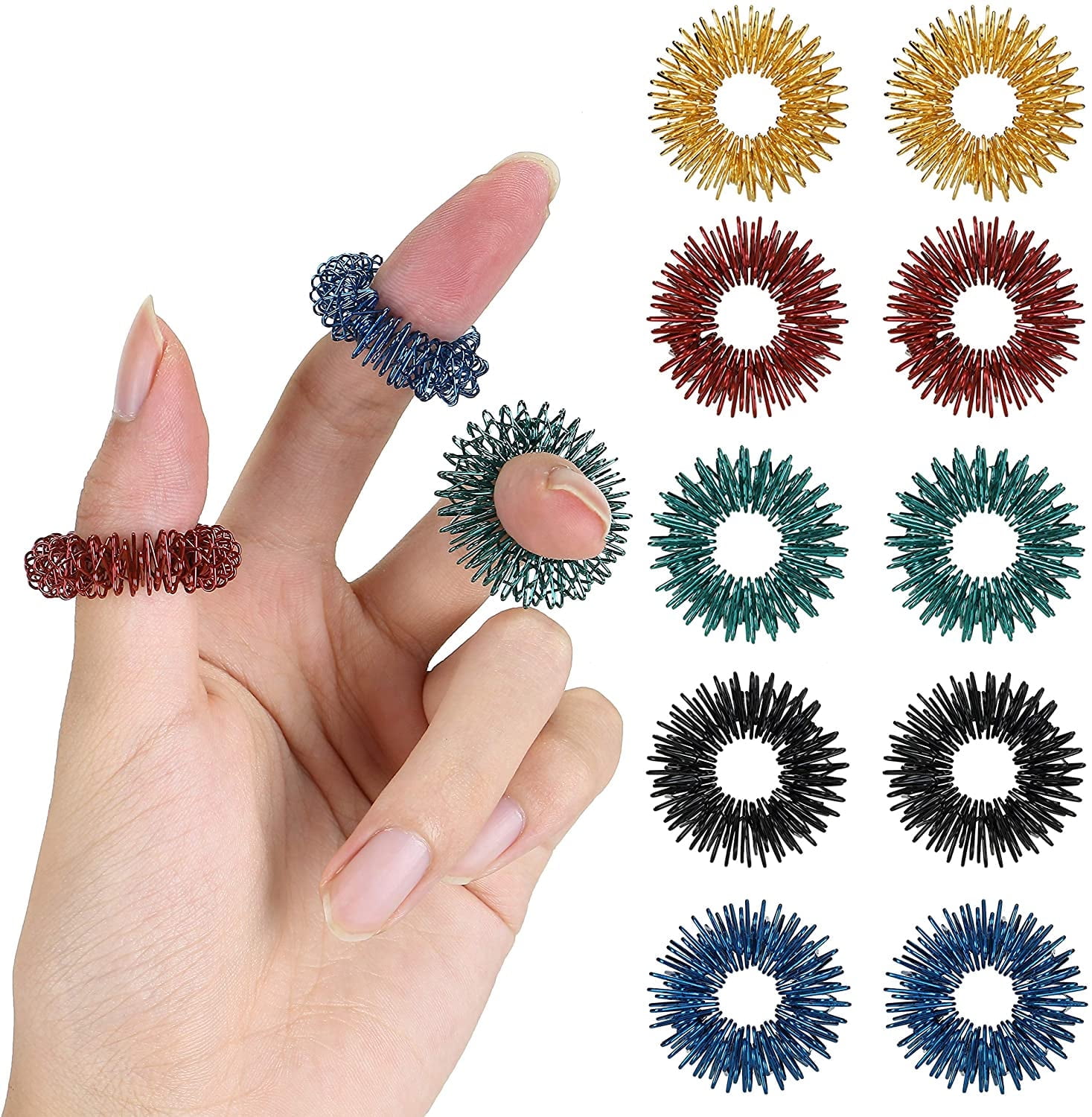 Mr. Pen Spiky Sensory Rings 10 Pack for Stress Relief Anxiety Fidget Rings for ADHD Autism ...