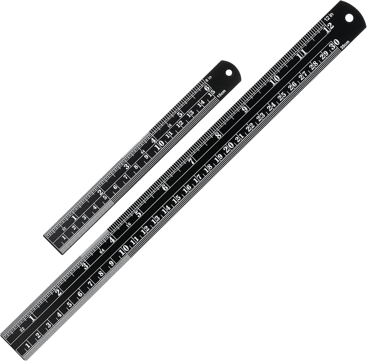 Mr. Pen- Steel Rulers, 2 Pcs, 6" and 12", Black, 6 Inch Ruler Metal ...