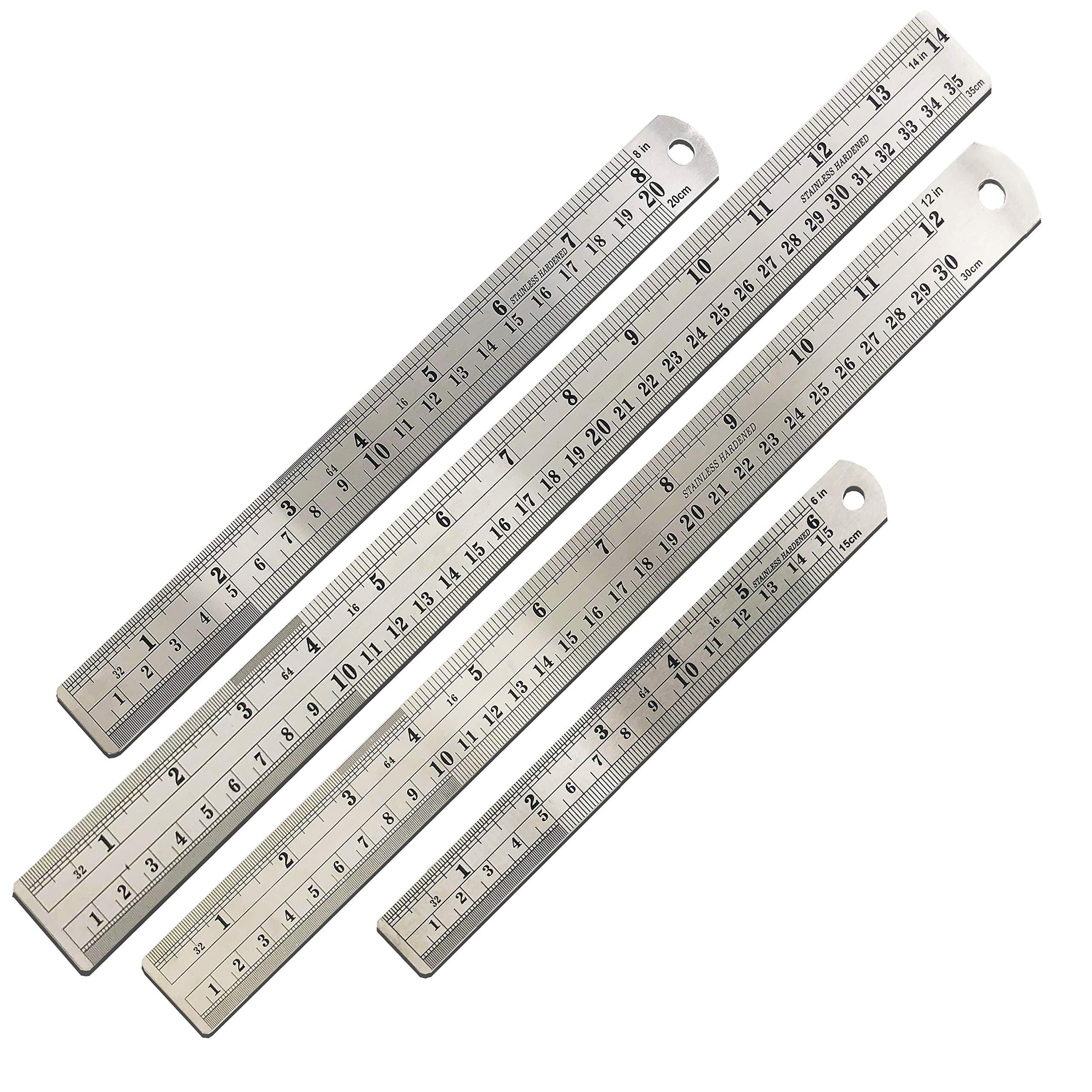 Mr. Pen - Steel Rulers, 6, 8, 12, 14 inch Metal Rulers, Pack of 4 ...