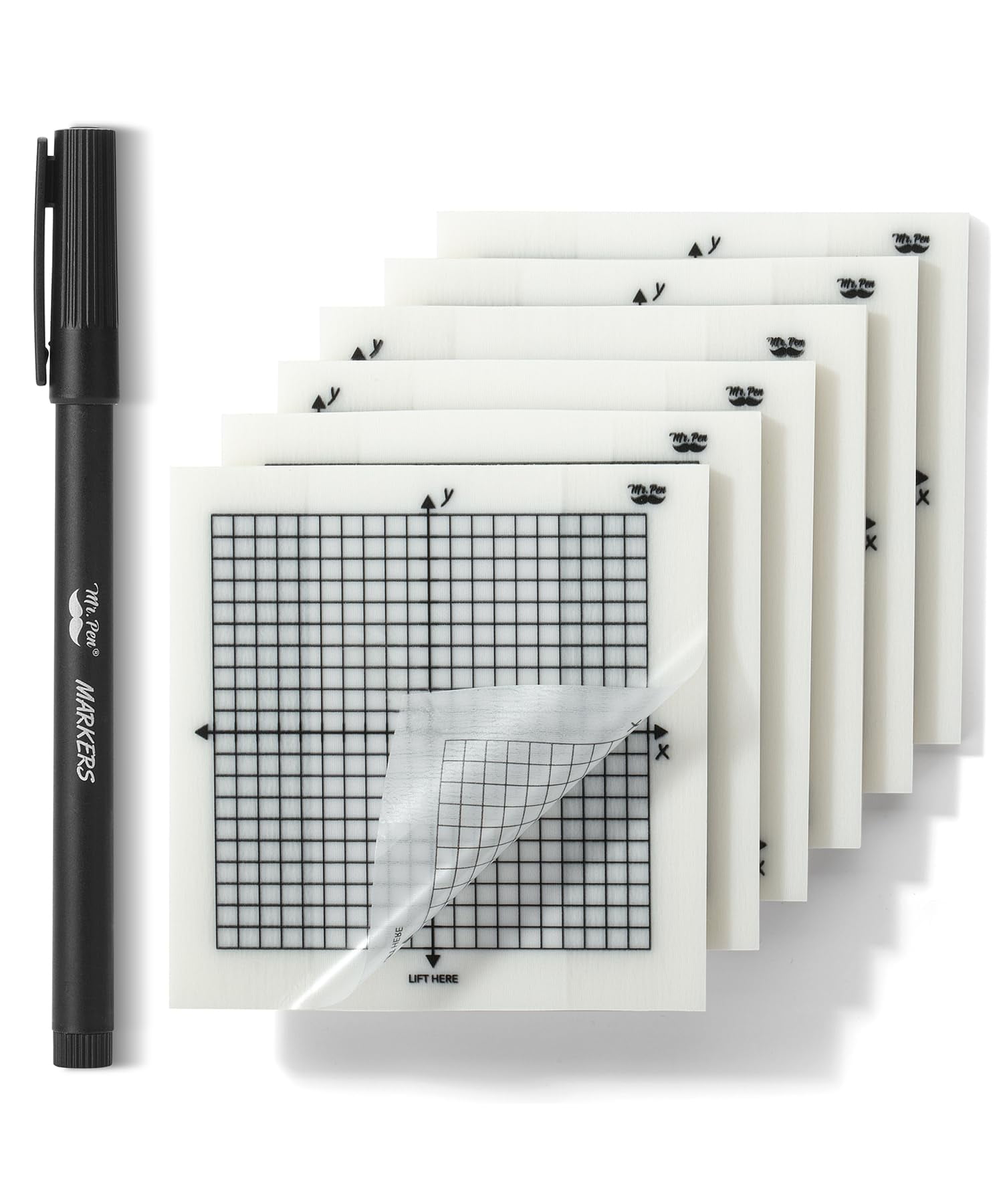 Mr. Pen- Transparent Graph Paper Sticky Notes, 6 Pads, 3x3 Inch, Graph ...