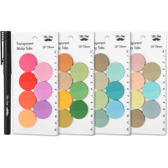 Mr. Pen- Transparent Sticky Note Set, 1120Sheets, Colorful, Round ...