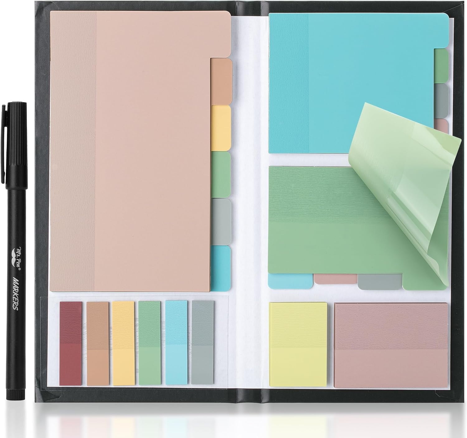 Mr. Pen- Transparent Sticky Note Set, 410 Pack, Vintage Colors ...