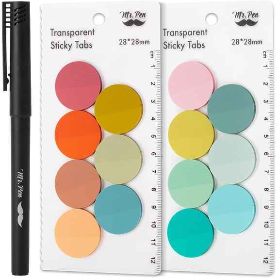 Mr. Pen- Transparent Sticky Note Set, 560Sheets, Colorful, Round ...