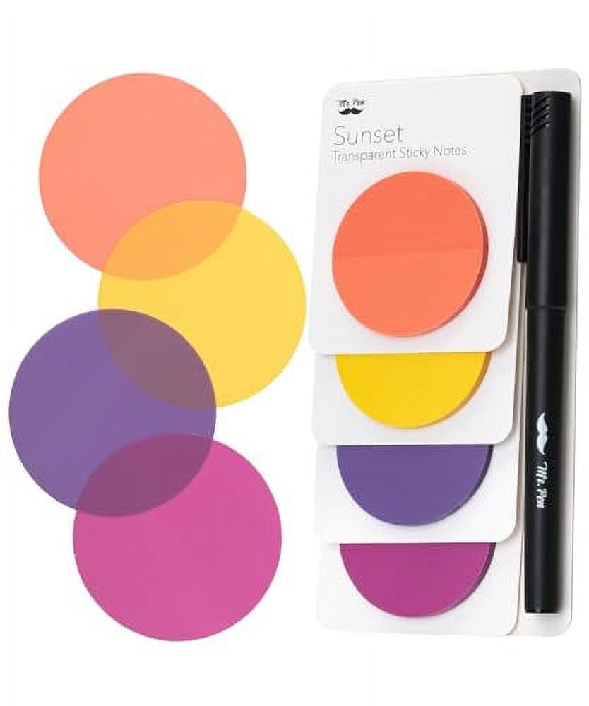 Mr. Pen- Transparent Sticky Notes, 200 Pcs, Sunset Set, Round ...