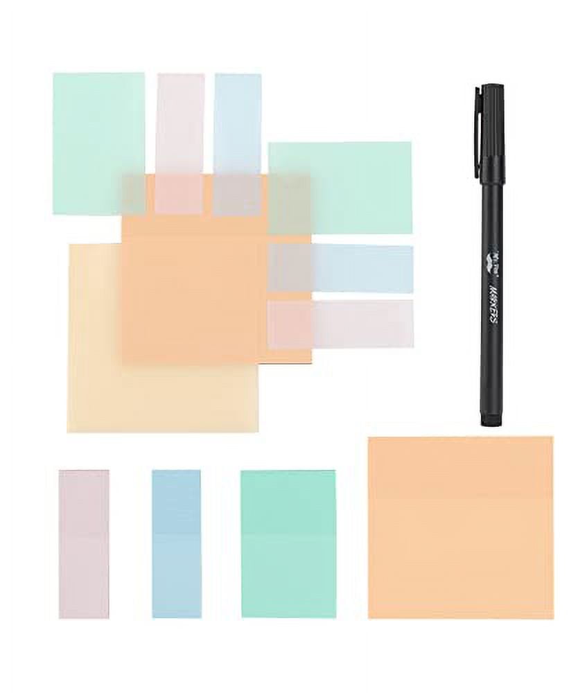 Mr. Pen- Transparent Sticky Notes, 200 pcs, Pastel Colors, See Through ...