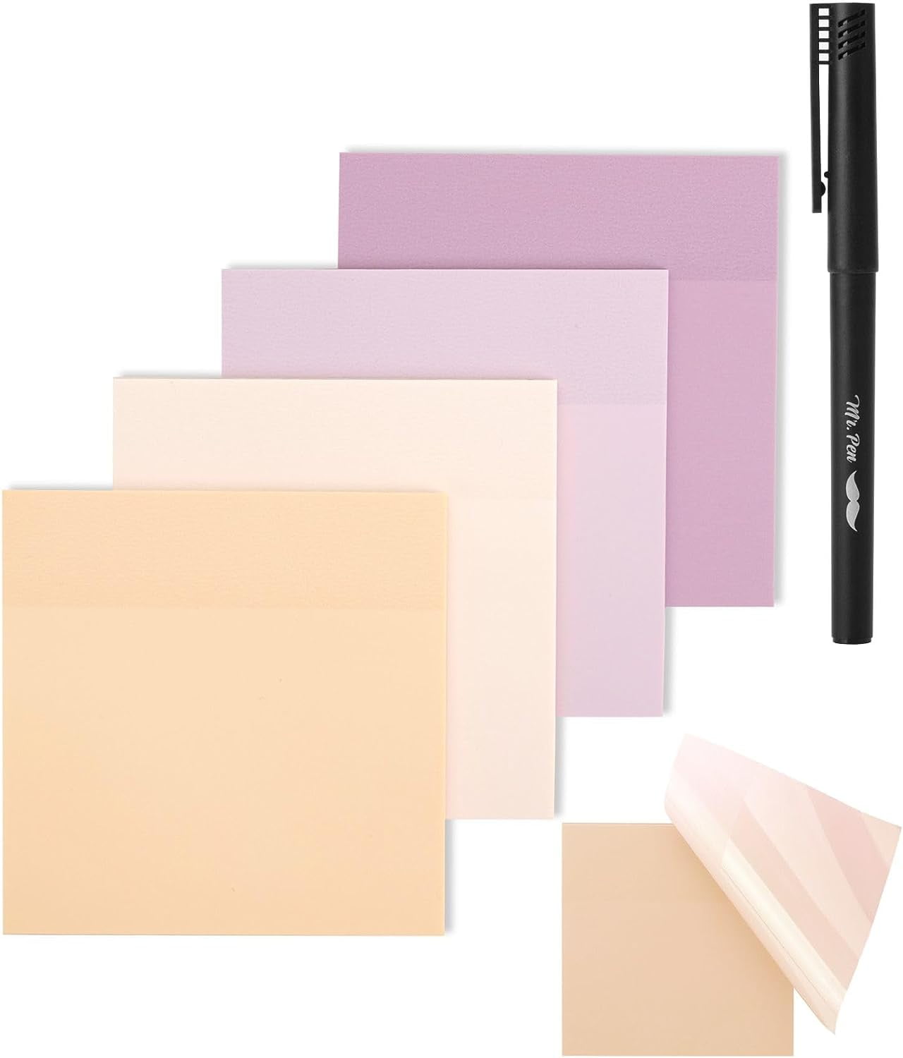 Mr. Pen- Transparent Sticky Notes, 3x3, 200 Sheets, Pastel Colors, See ...