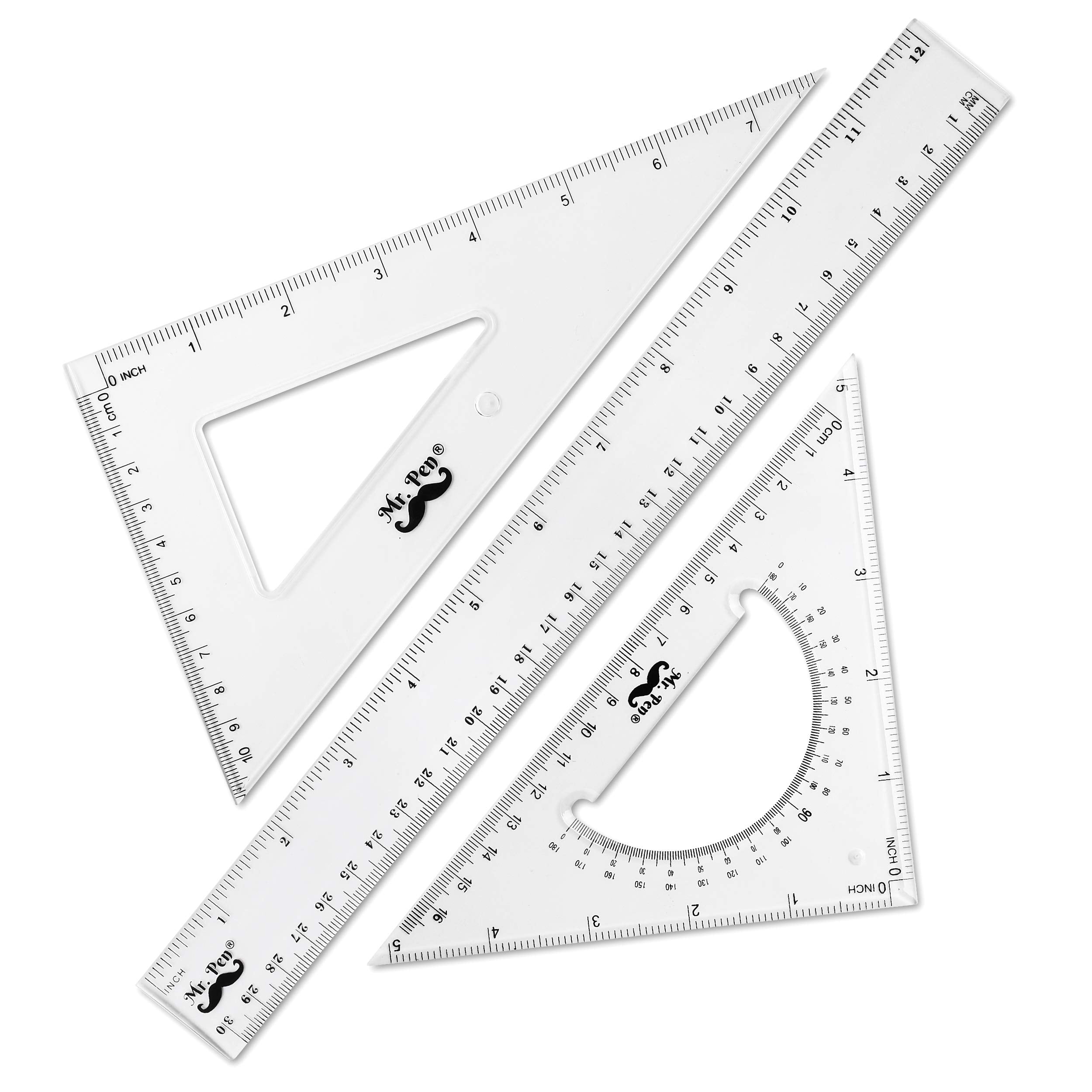 Mr. Pen- Triangle Ruler, Square and Ruler Set, 3 Pack, Set Square ...