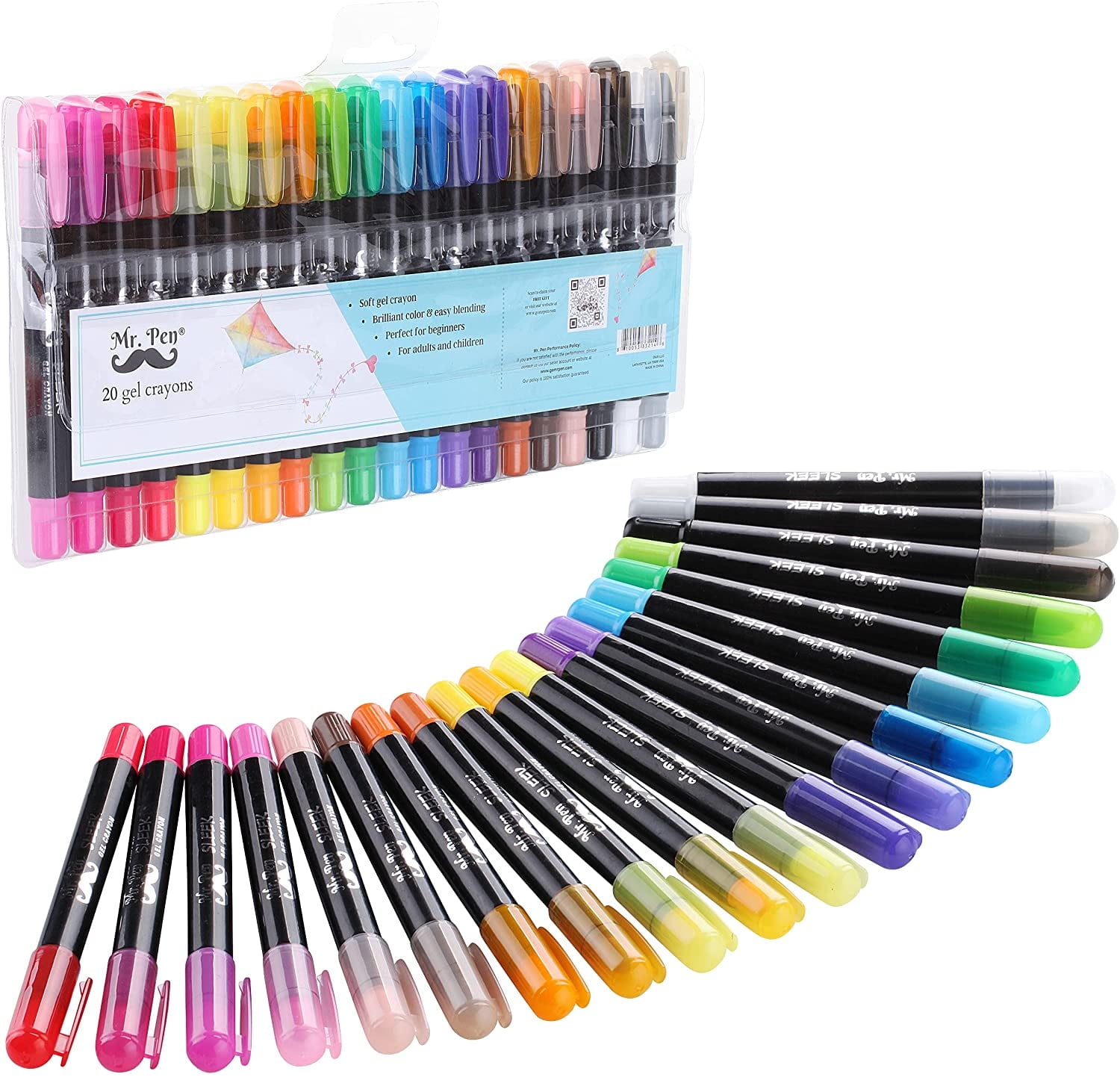 Mr. Pen- Washable Gel Crayons Set, 20 Assorted Colors, Non-Toxic ...