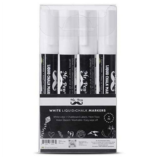 Mr. Pen- White Chalk Markers, 4 Pack, Dual Tip, 8 Labels, White Liquid ...