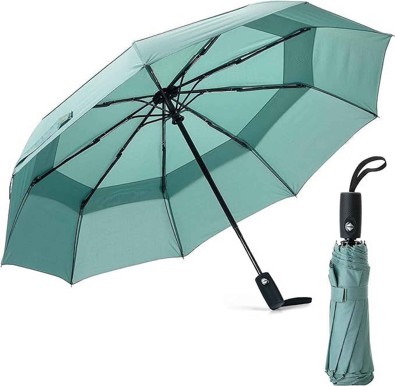 Mr. Pen Windproof Travel Umbrella, Green, Automatic Compact 3-Fold ...