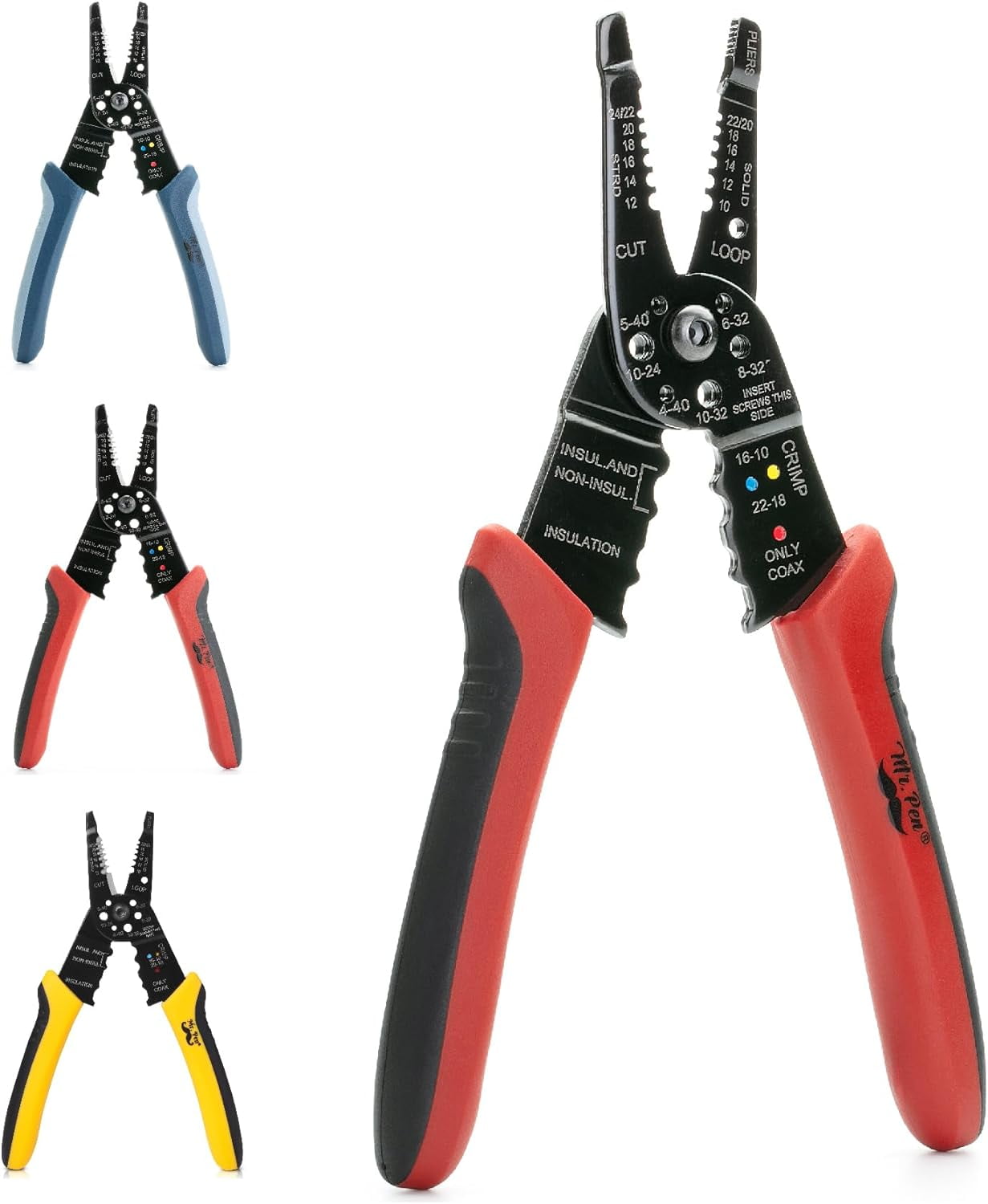 Mr. Pen- Wire Stripper, 8 inch, Red, Wire Stripper Tool, Wire Cutter ...