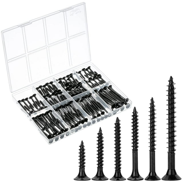 Mr. Pen- Assorted Black Galvanized Iron Wood Screws Kit, 152 pcs ...
