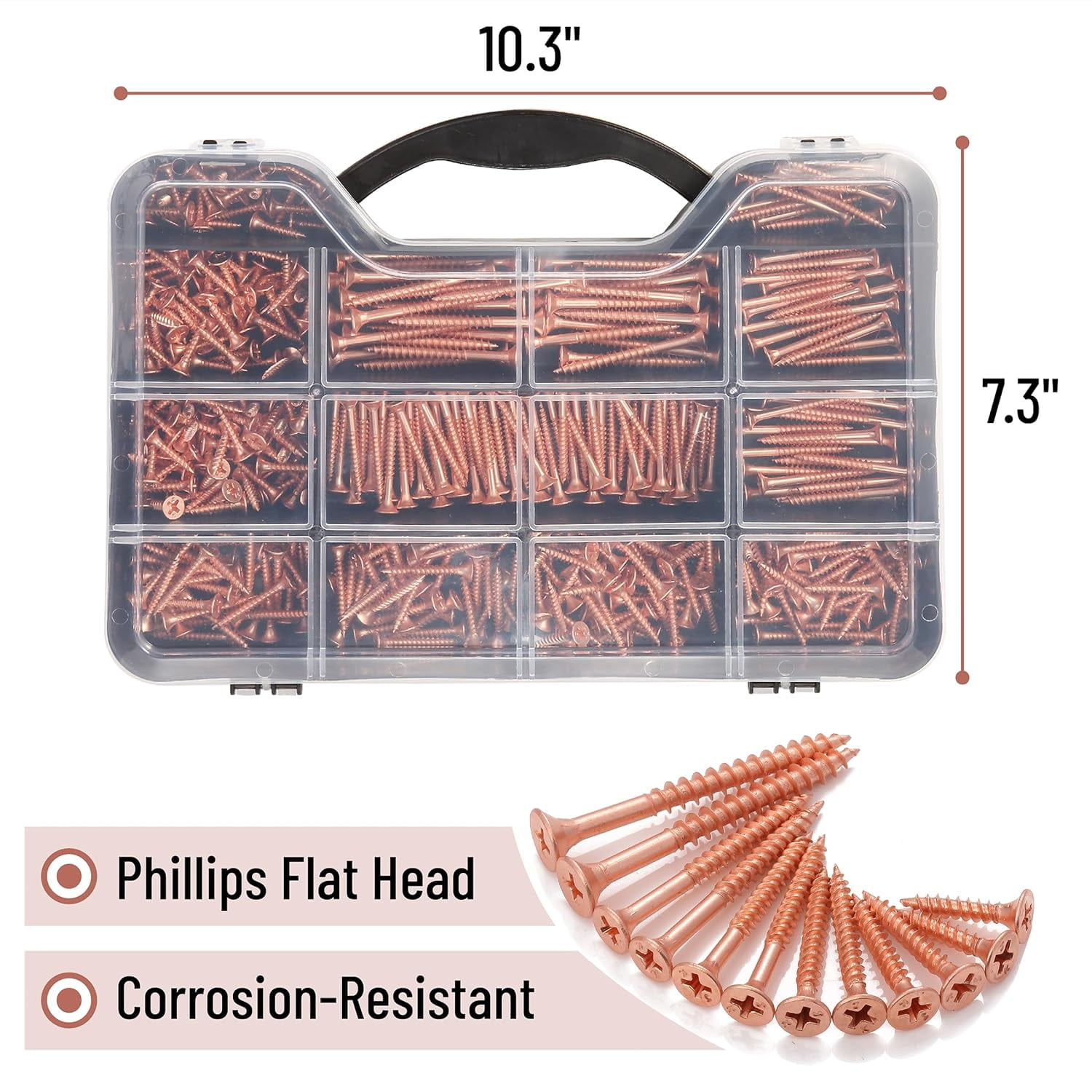 Mr. Pen Wood Screws Assortment Kit, 456 pcs, 6 Sizes, Rose Gold ...